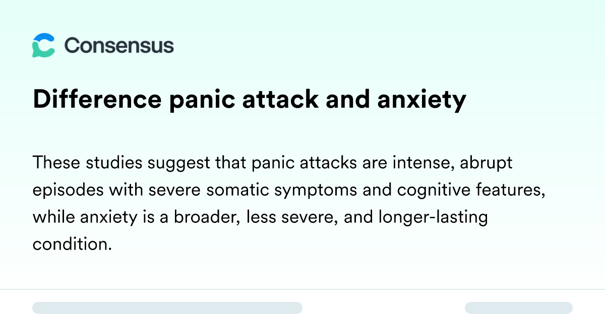 Difference Panic Attack And Anxiety - Consensus Academic Search Engine