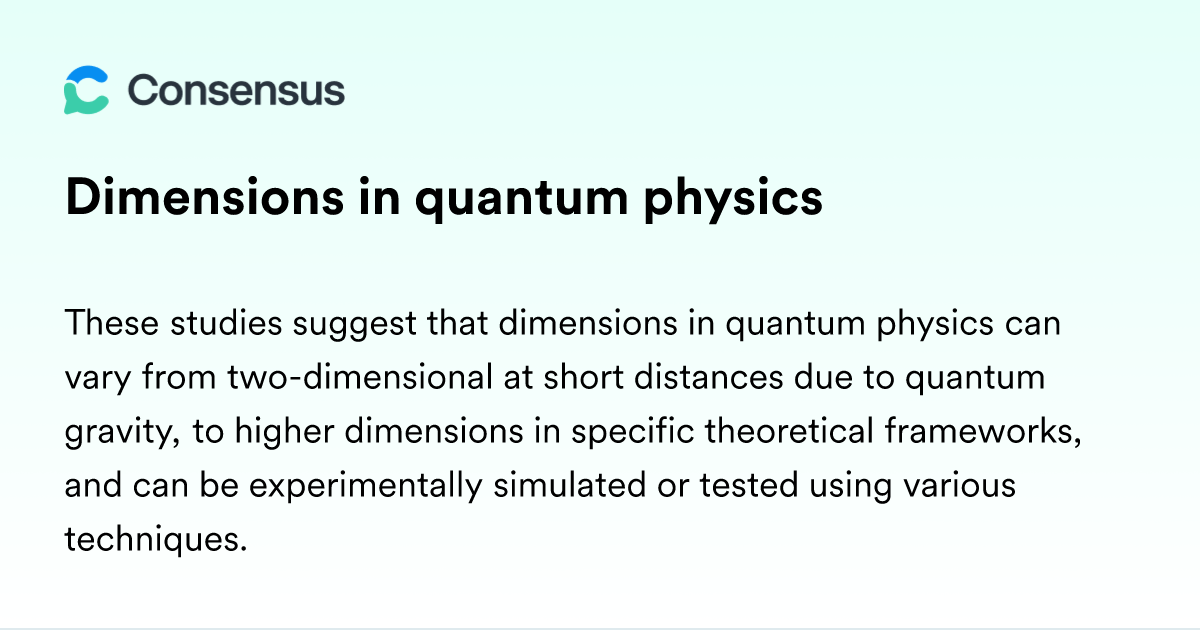 Dimensions In Quantum Physics - Consensus Academic Search Engine