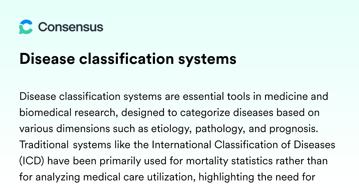 Disease Classification Systems - Consensus Academic Search Engine