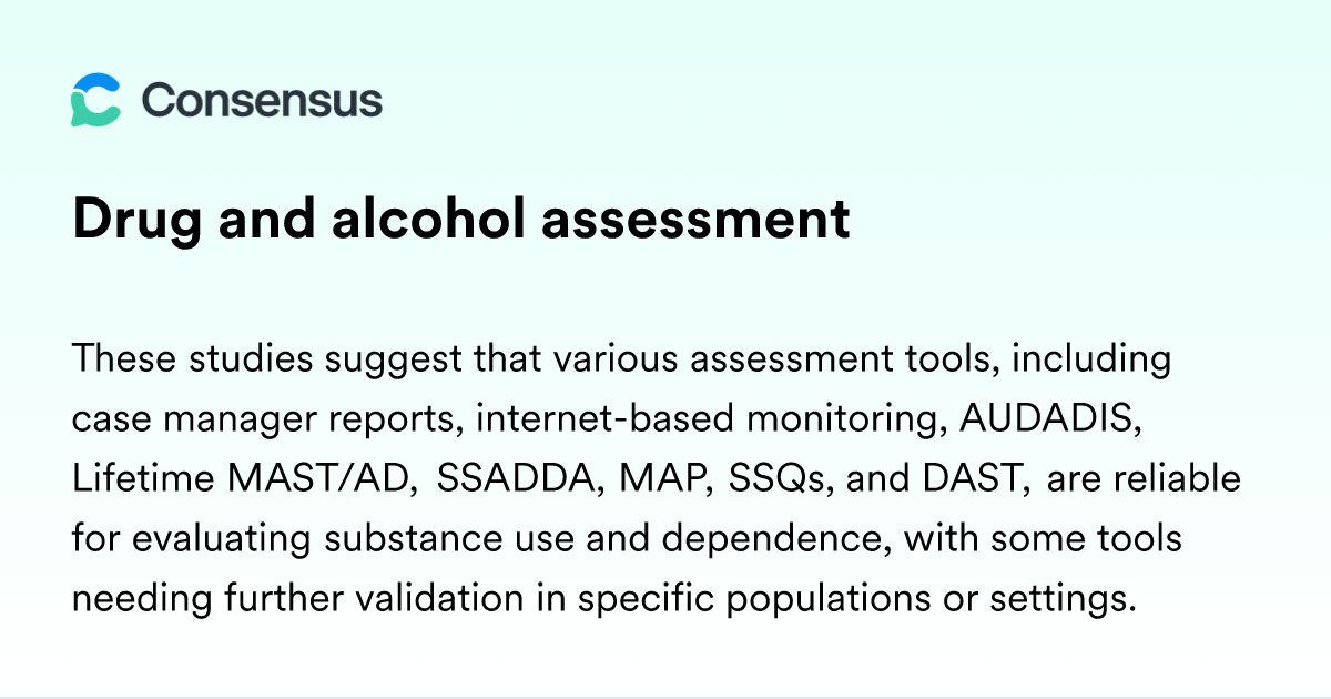 Drug And Alcohol Assessment - Consensus Academic Search Engine