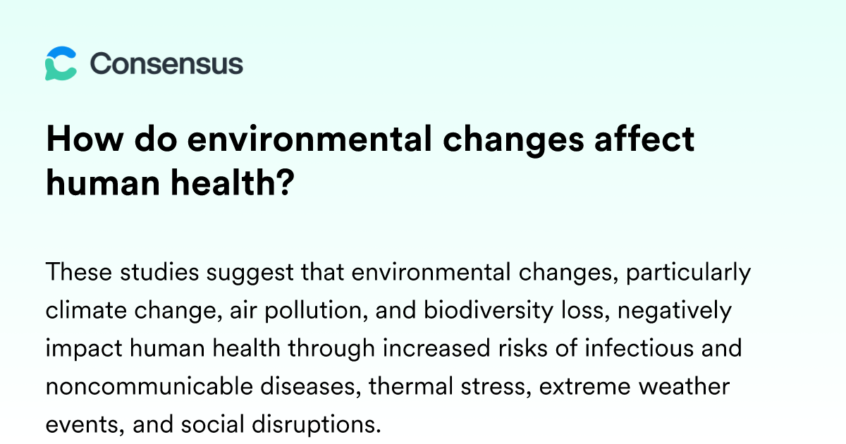 How Do Environmental Changes Affect Human Health? - Consensus Academic ...