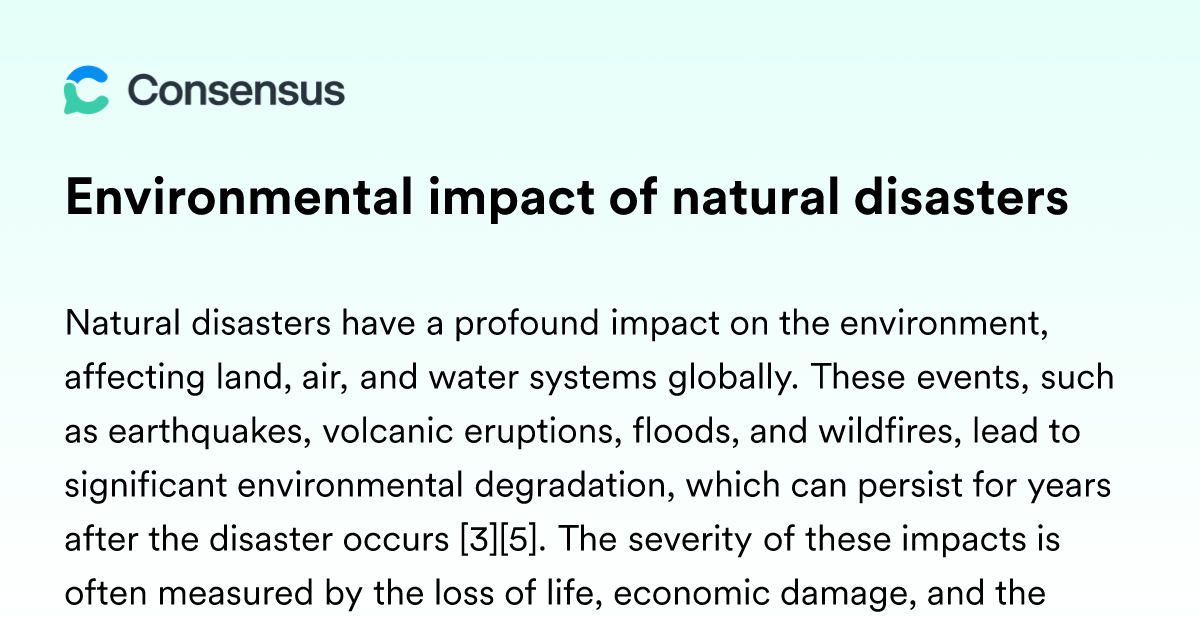 Environmental Impact Of Natural Disasters - Consensus Academic Search ...