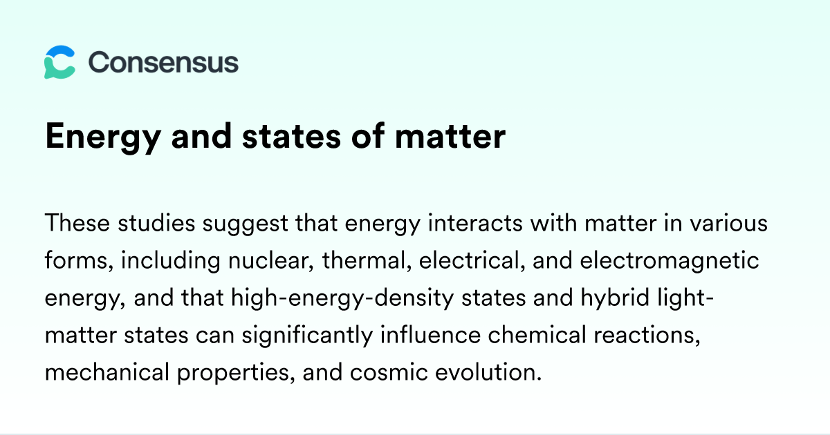 Energy And States Of Matter - Consensus Academic Search Engine