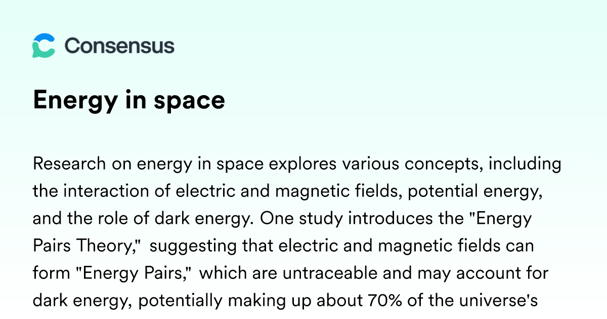 Energy In Space - Consensus Academic Search Engine