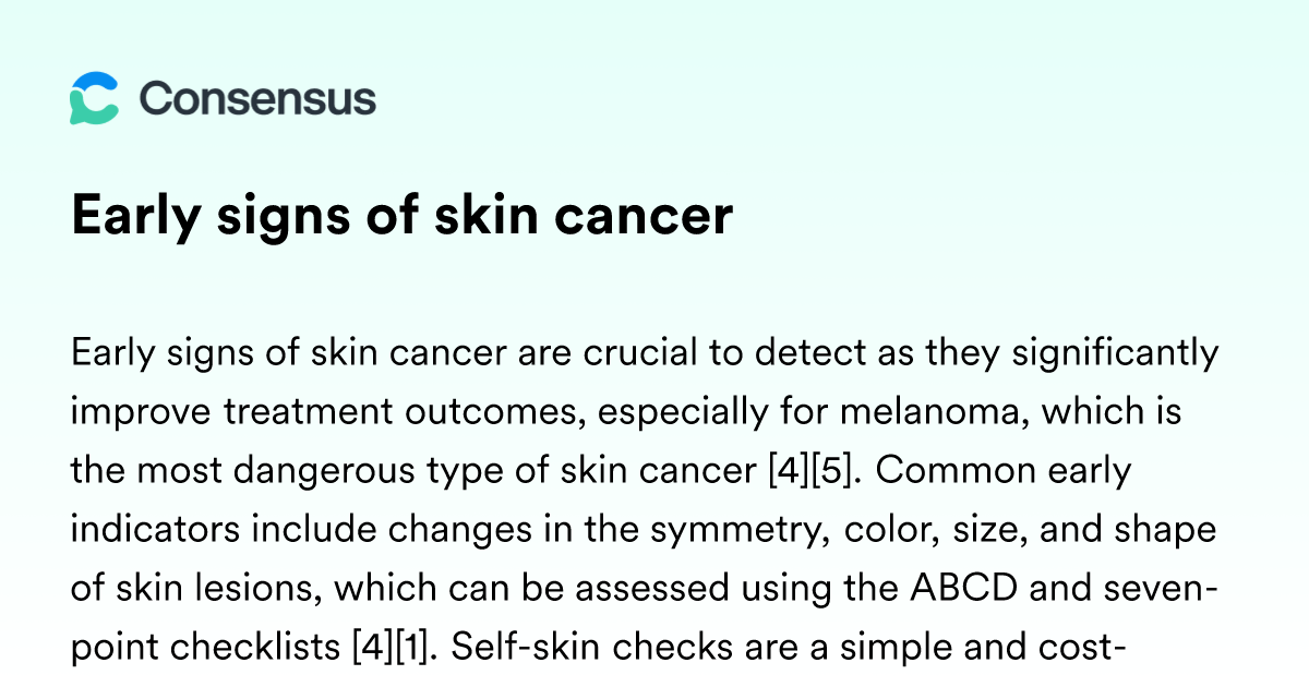 Early Signs Of Skin Cancer - Consensus Academic Search Engine