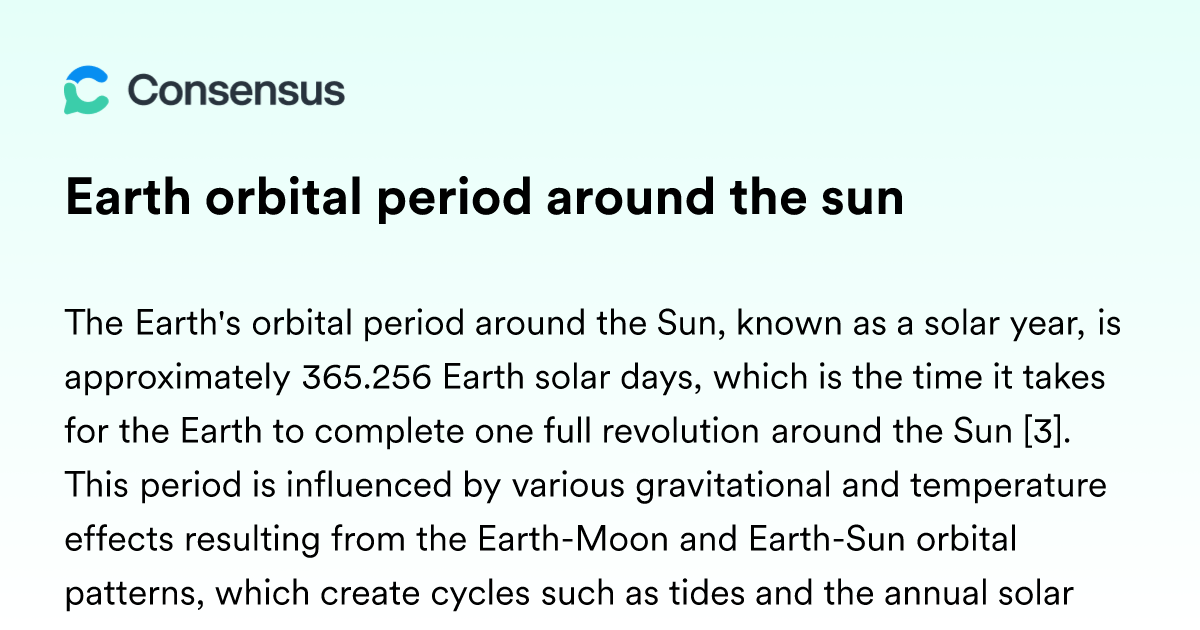 Earth Orbital Period Around The Sun - Consensus Academic Search Engine