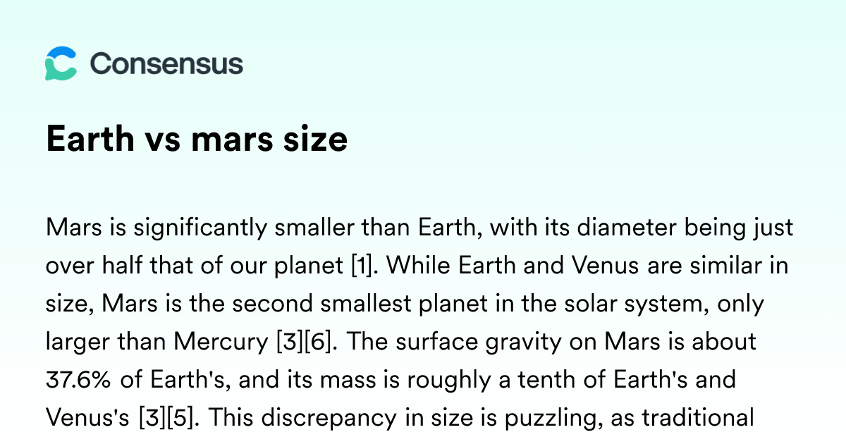 Earth Vs Mars Size - Consensus Academic Search Engine