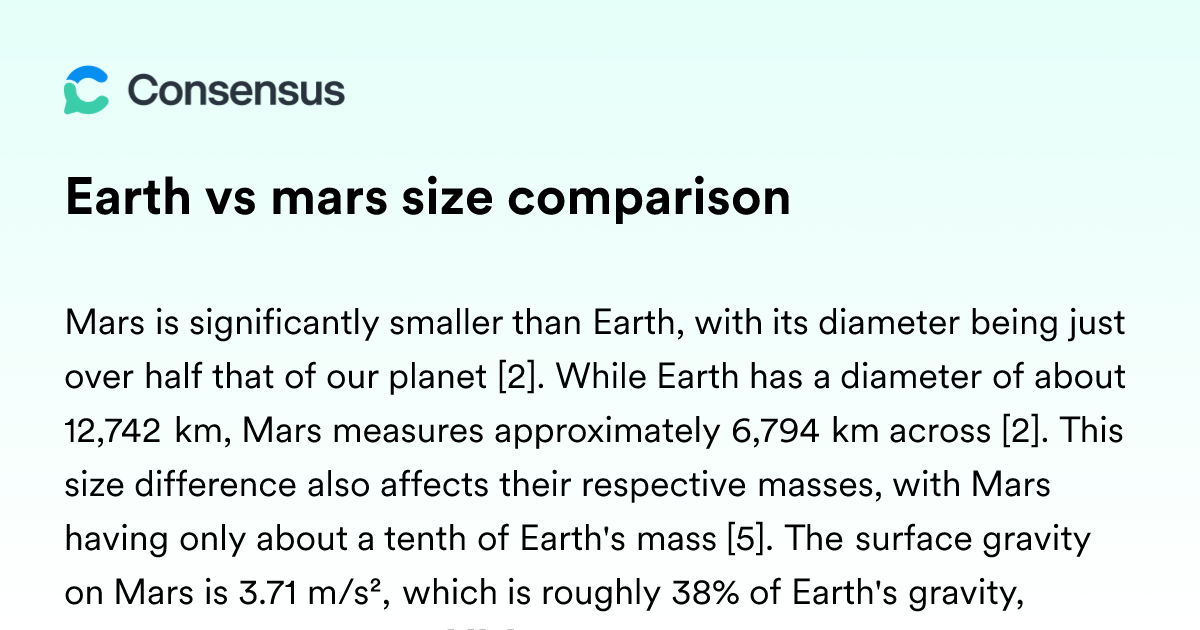 Earth Vs Mars Size Comparison - Consensus Academic Search Engine
