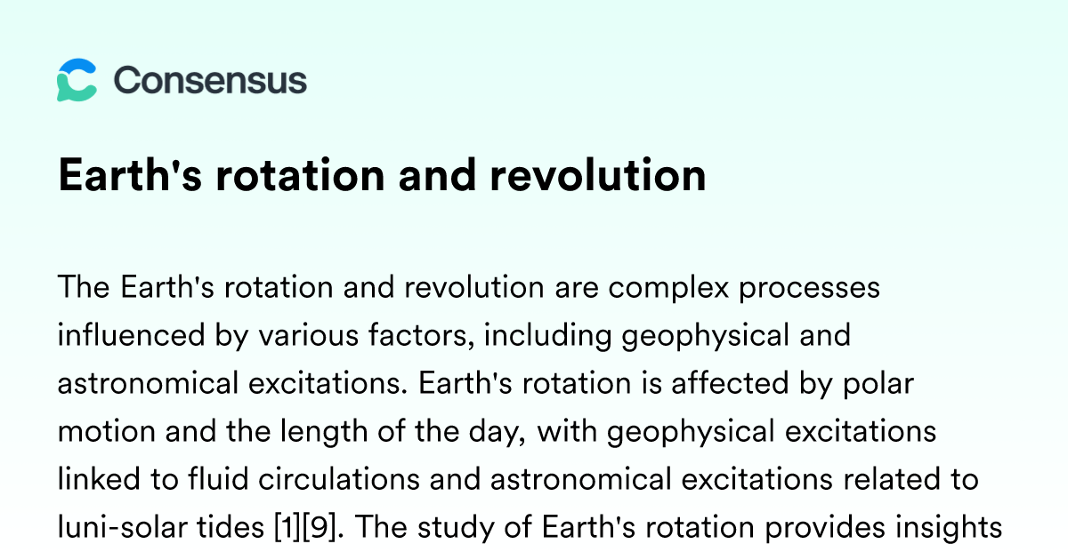 Earth's Rotation And Revolution - Consensus Academic Search Engine