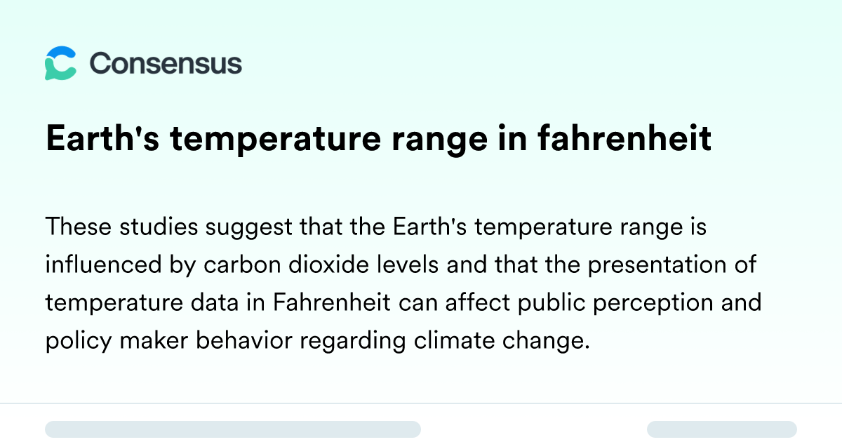 Earth's Temperature Range In Fahrenheit - Consensus Academic Search Engine