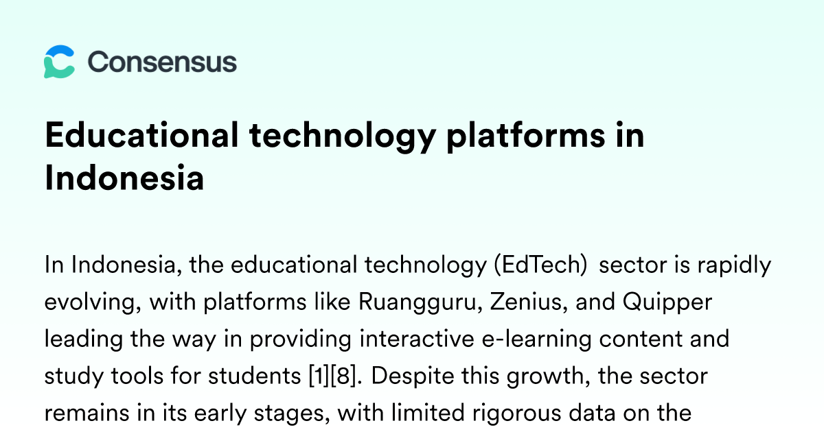 Educational Technology Platforms In Indonesia - Consensus Academic ...