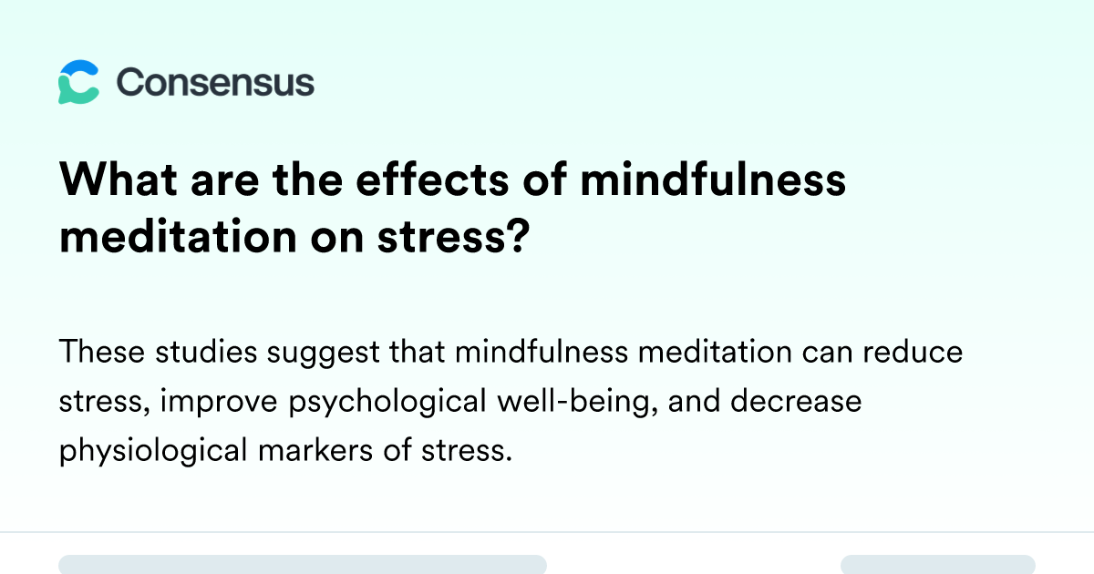 What Are The Effects Of Mindfulness Meditation On Stress? - Consensus ...