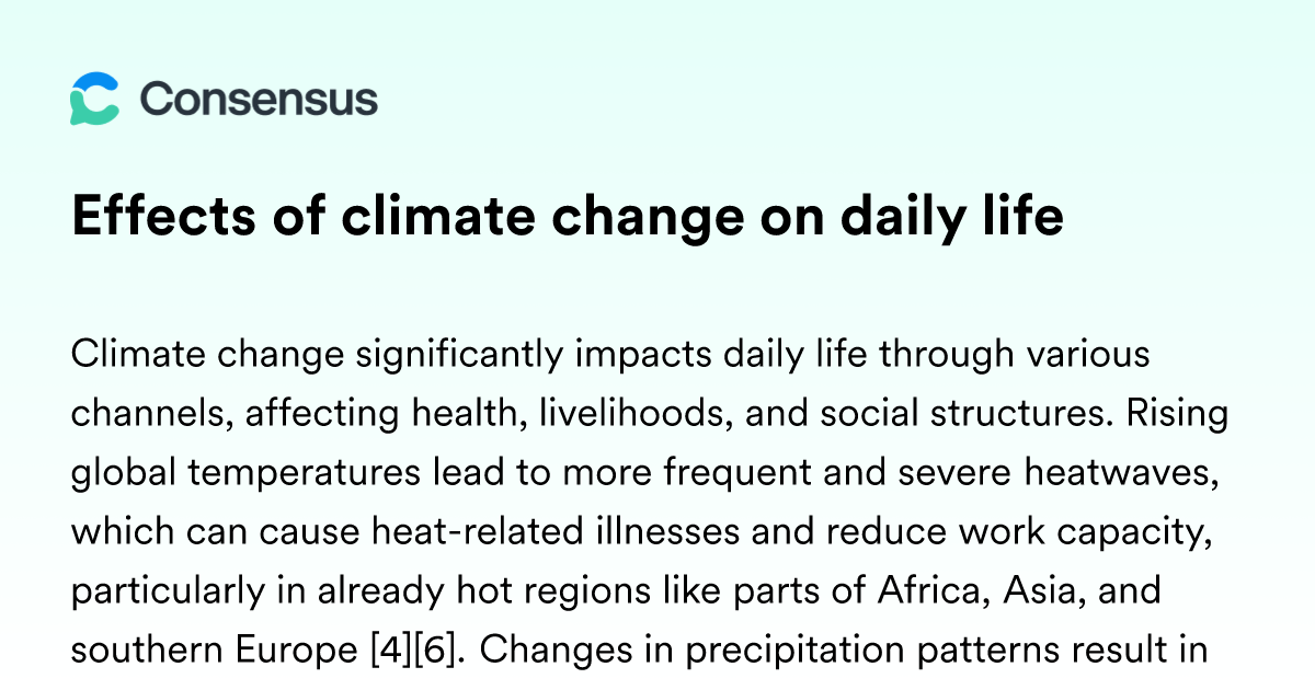 Effects Of Climate Change On Daily Life - Consensus Academic Search Engine