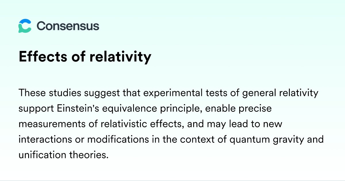 Effects Of Relativity - Consensus Academic Search Engine