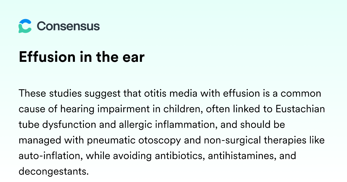 Effusion In The Ear - Consensus Academic Search Engine