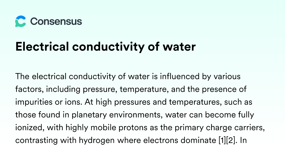Electrical Conductivity Of Water - Consensus Academic Search Engine
