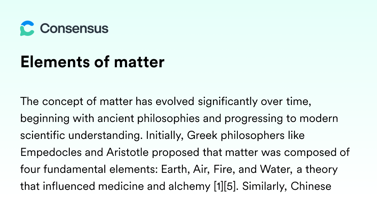 Elements Of Matter - Consensus Academic Search Engine
