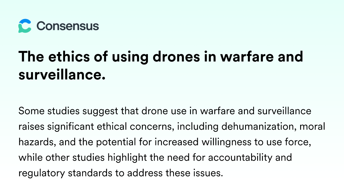 The Ethics Of Using Drones In Warfare And Surveillance. - Consensus ...
