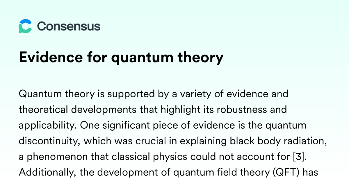 Evidence For Quantum Theory - Consensus Academic Search Engine