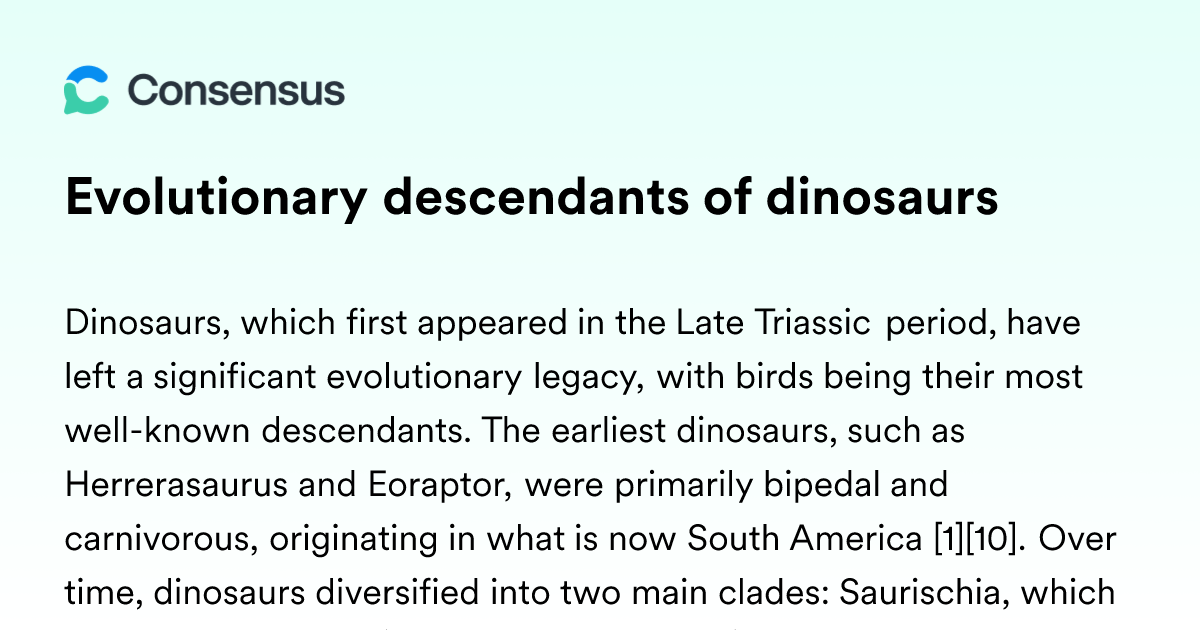 Evolutionary Descendants Of Dinosaurs - Consensus Academic Search Engine