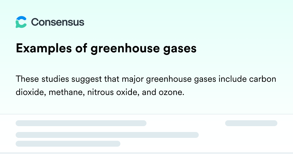 Examples Of Greenhouse Gases - Consensus Academic Search Engine