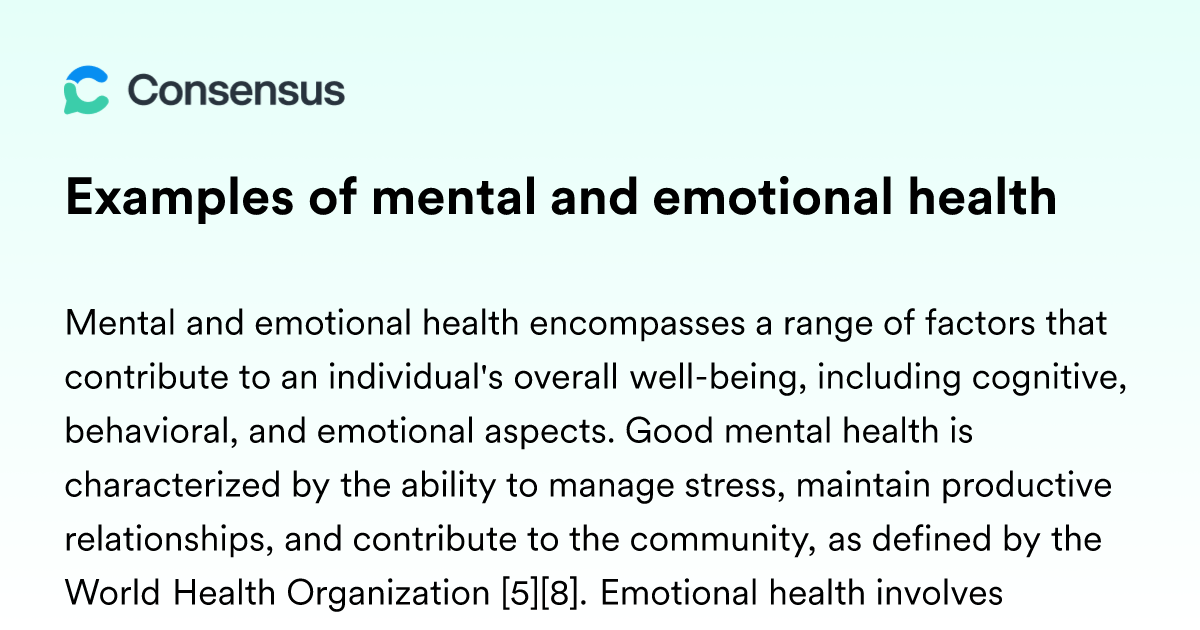 Examples Of Mental And Emotional Health - Consensus Academic Search Engine