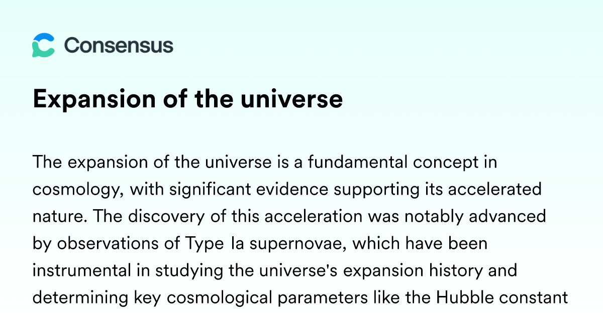 Expansion Of The Universe - Consensus Academic Search Engine