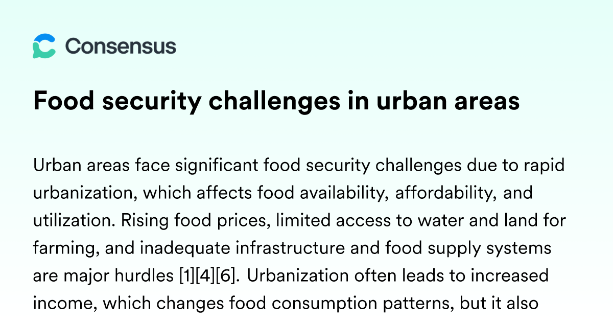 Food Security Challenges In Urban Areas - Consensus Academic Search Engine