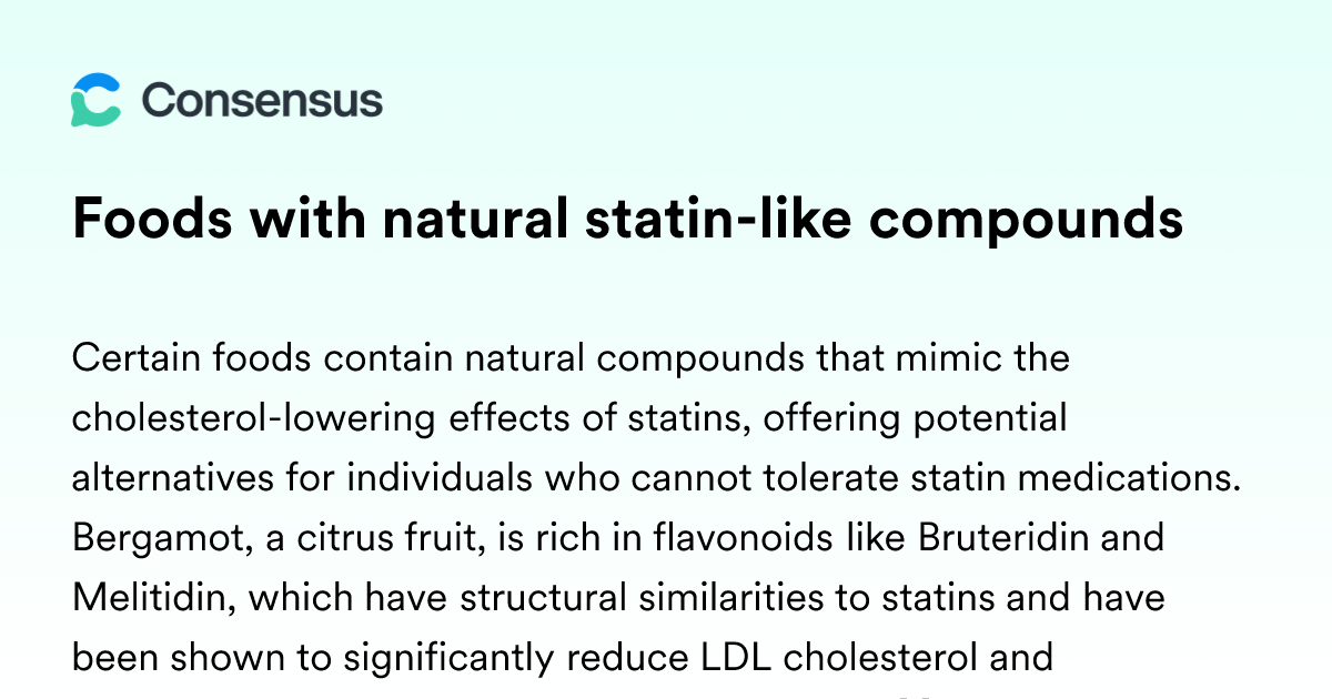 Foods With Natural Statin-like Compounds - Consensus Academic Search Engine
