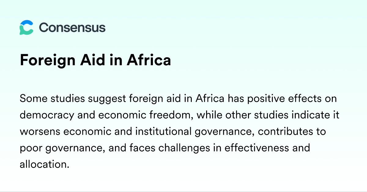 Foreign Aid In Africa - Consensus Academic Search Engine