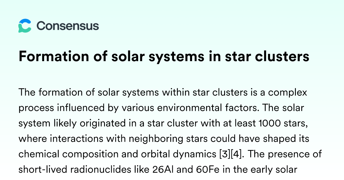 Formation Of Solar Systems In Star Clusters - Consensus Academic Search ...
