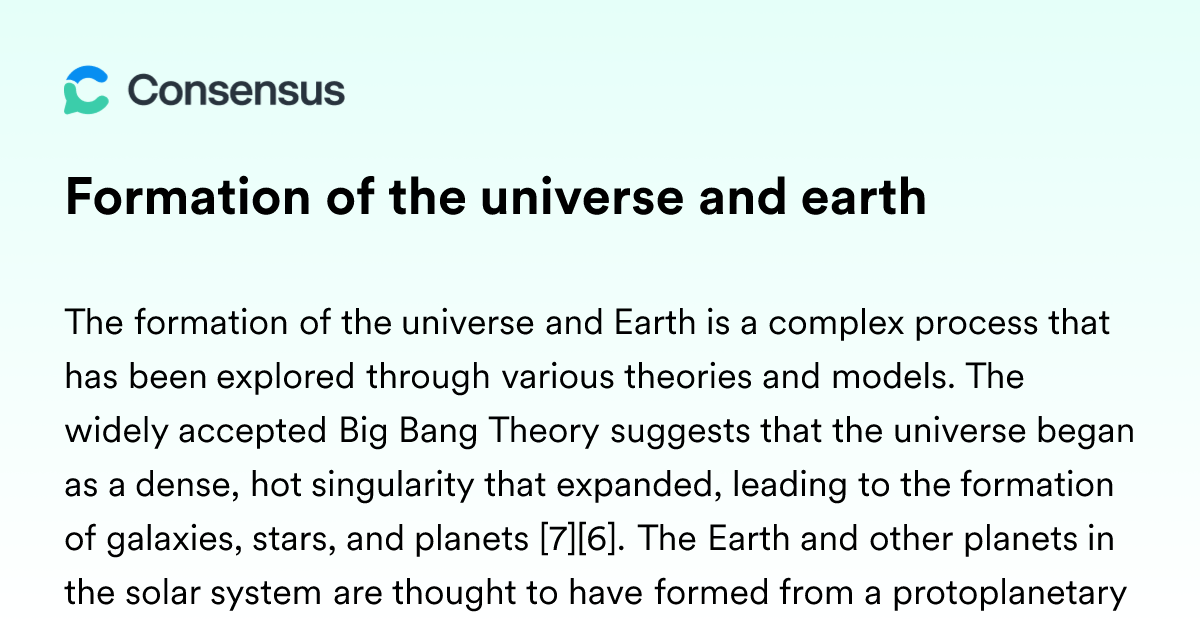 Formation Of The Universe And Earth - Consensus Academic Search Engine
