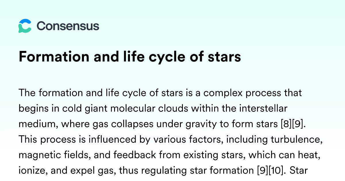 Formation And Life Cycle Of Stars - Consensus Academic Search Engine