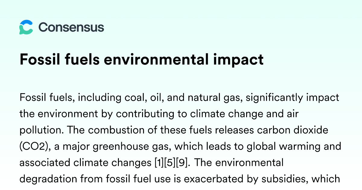 Fossil Fuels Environmental Impact - Consensus Academic Search Engine