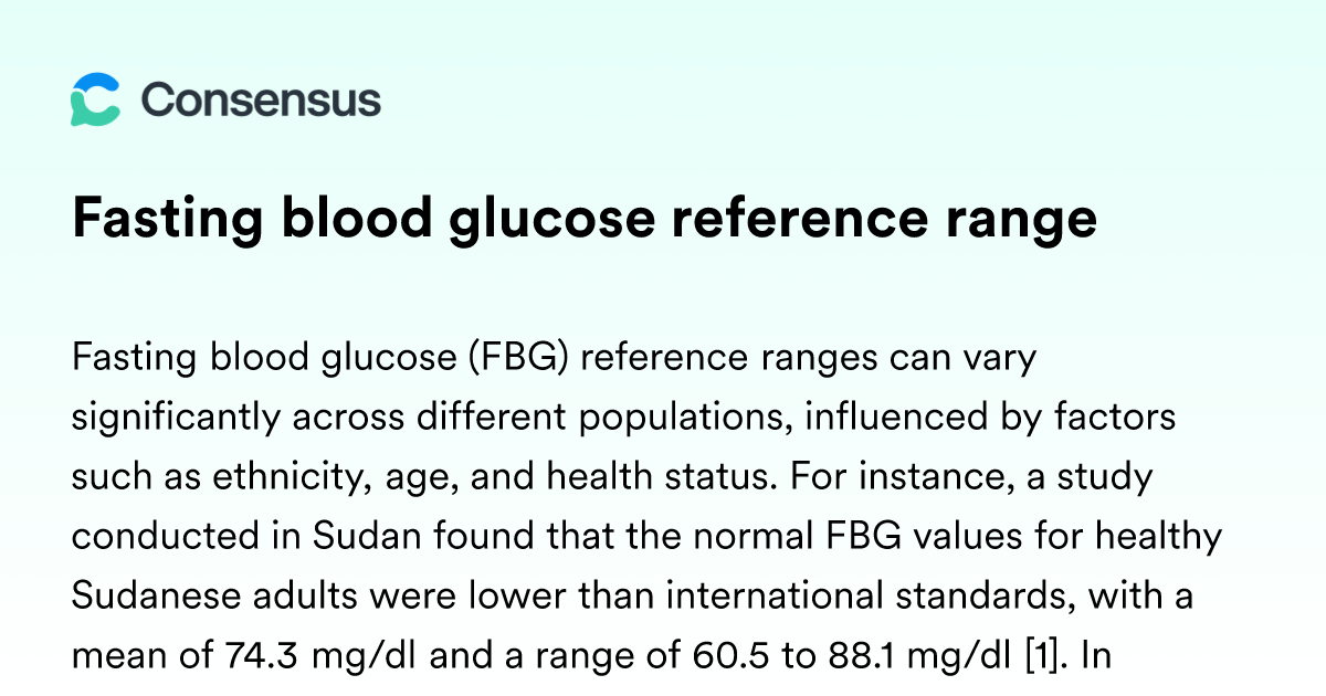 Fasting Blood Glucose Reference Range - Consensus Academic Search Engine
