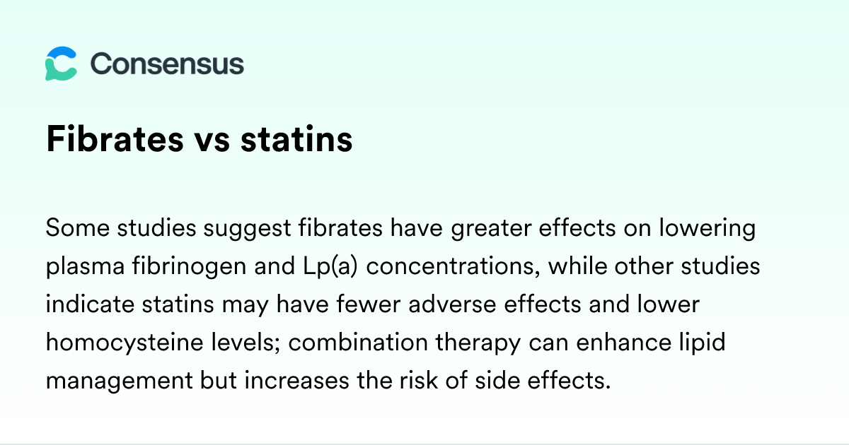 Fibrates Vs Statins - Consensus Academic Search Engine