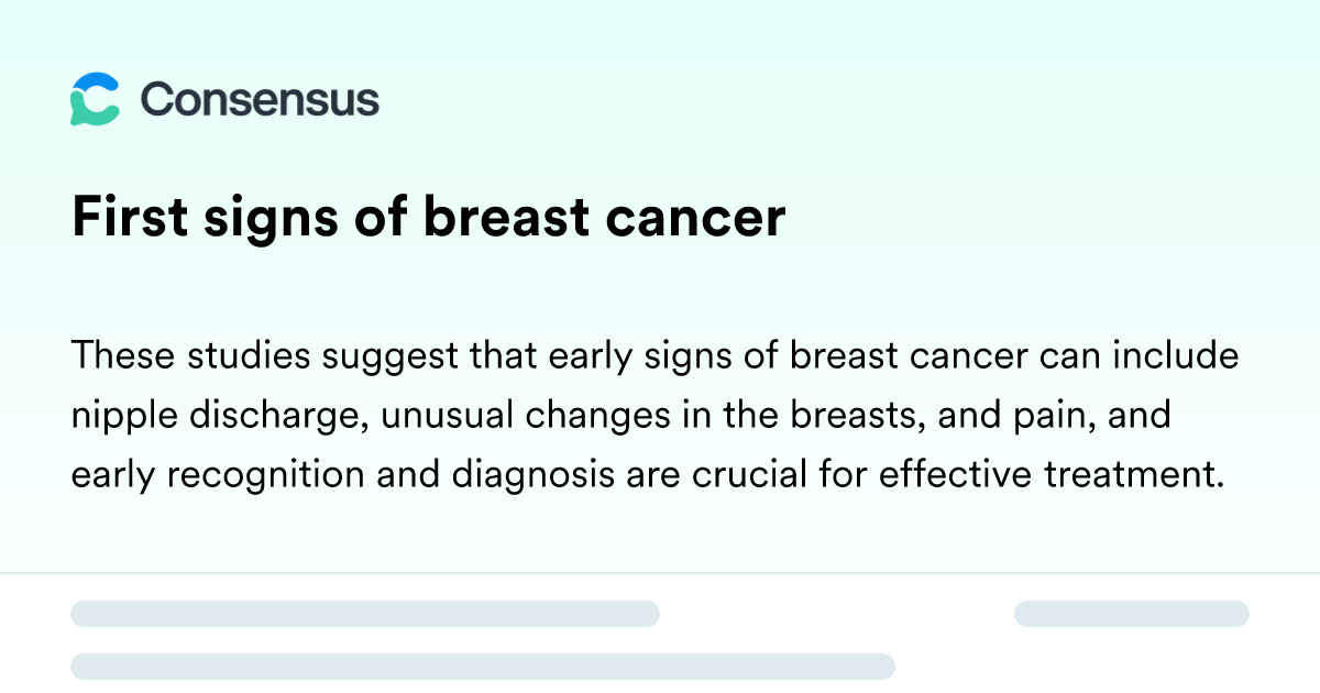First Signs Of Breast Cancer - Consensus Academic Search Engine