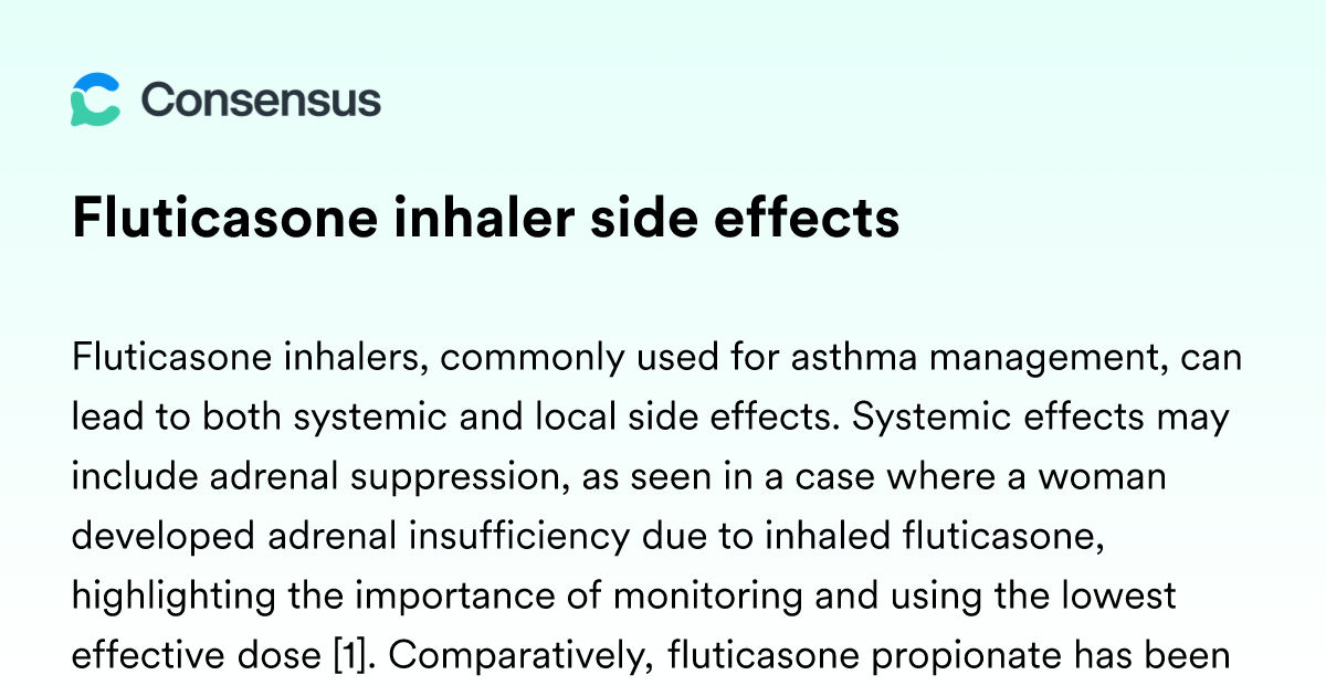 Fluticasone Inhaler Side Effects - Consensus Academic Search Engine