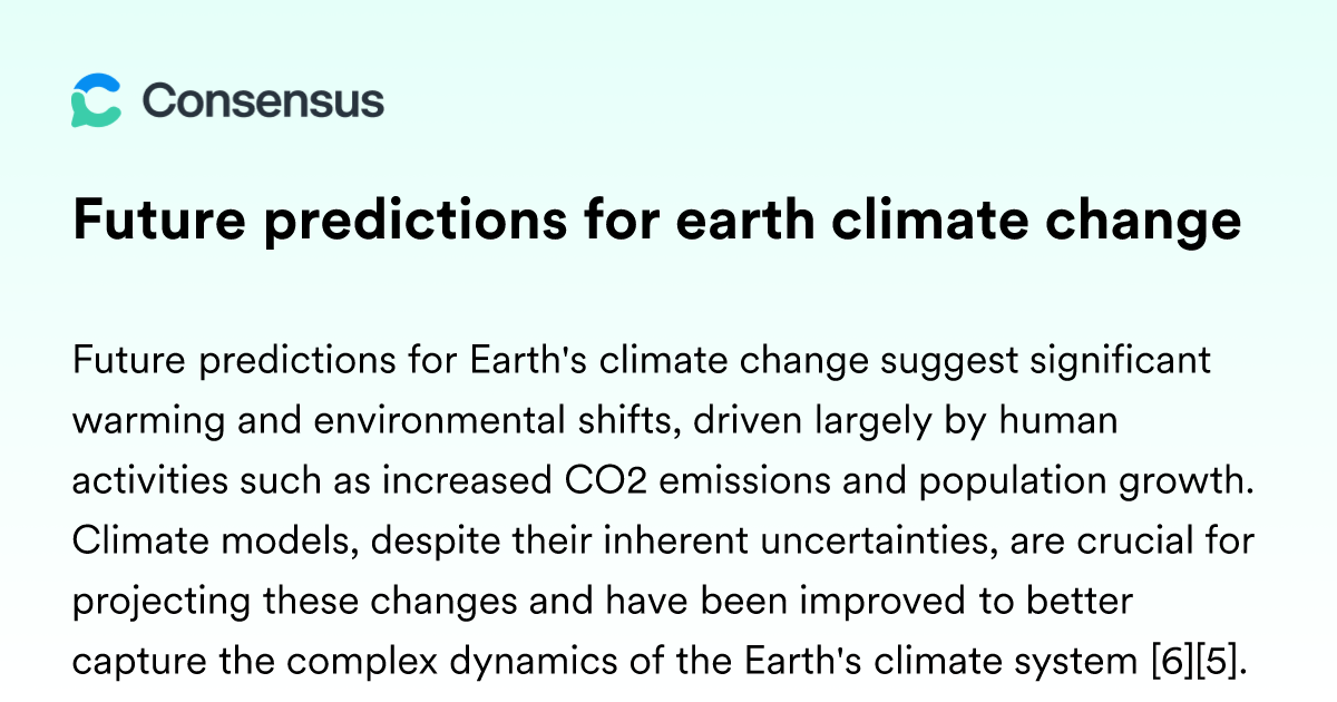 Future Predictions For Earth Climate Change - Consensus Academic Search ...