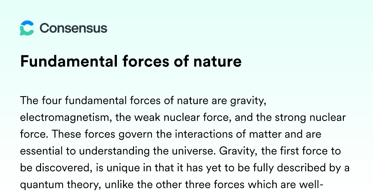Fundamental Forces Of Nature - Consensus Academic Search Engine