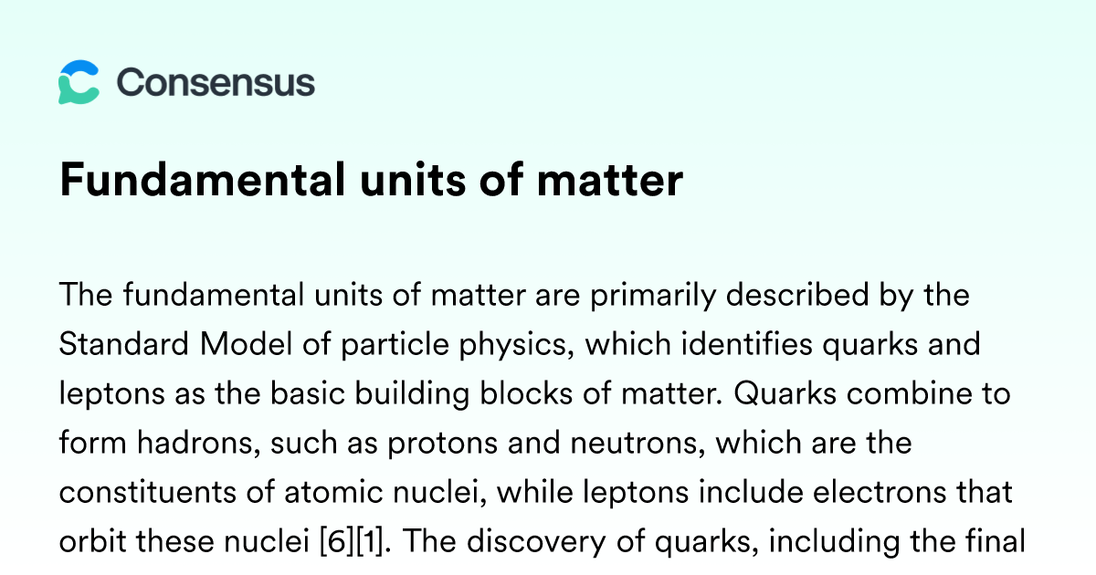 Fundamental Units Of Matter - Consensus Academic Search Engine