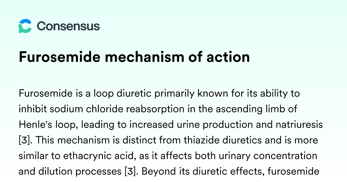 Furosemide Mechanism Of Action - Consensus Academic Search Engine