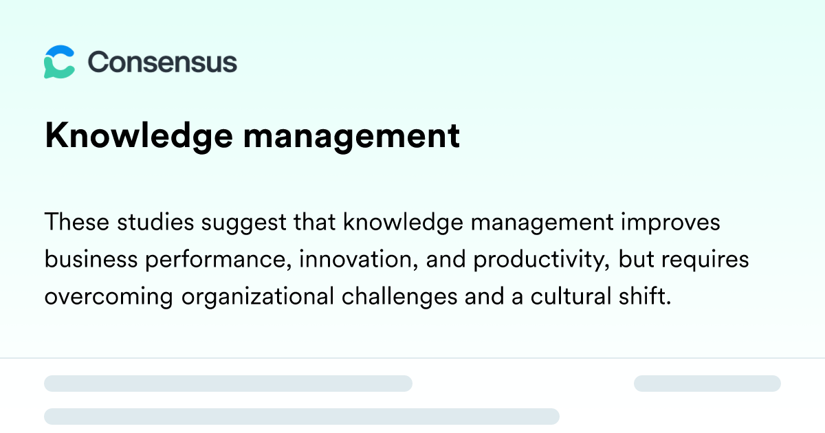 Knowledge Management - Consensus Academic Search Engine