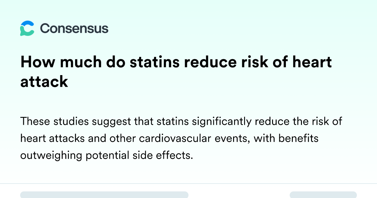 How Much Do Statins Reduce Risk Of Heart Attack - Consensus Academic ...