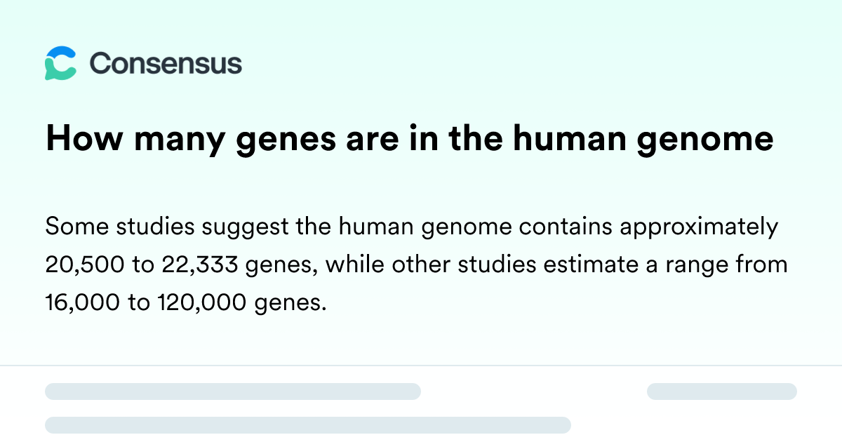 How Many Genes Are In The Human Genome - Consensus Academic Search Engine