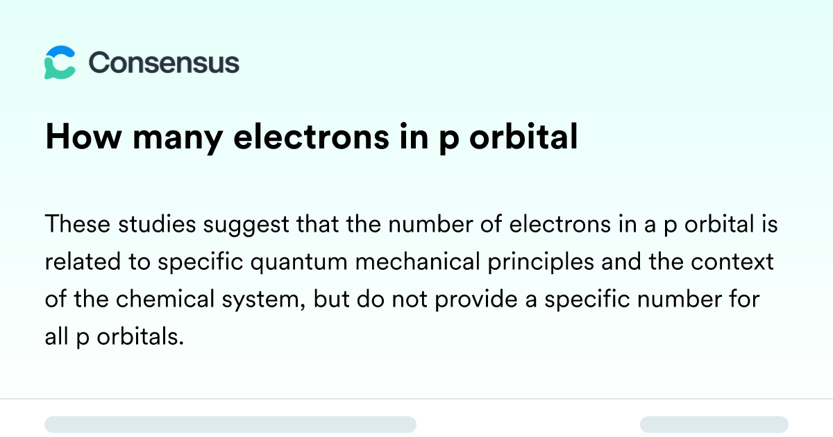 How Many Electrons In P Orbital - Consensus Academic Search Engine