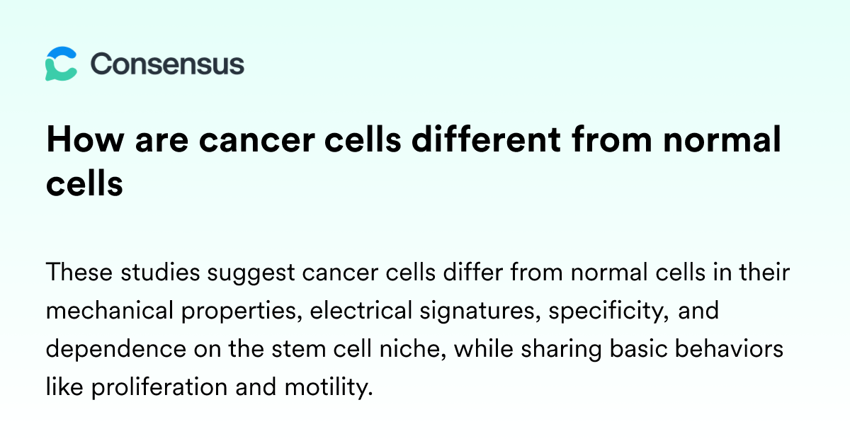 How Are Cancer Cells Different From Normal Cells - Consensus Academic ...