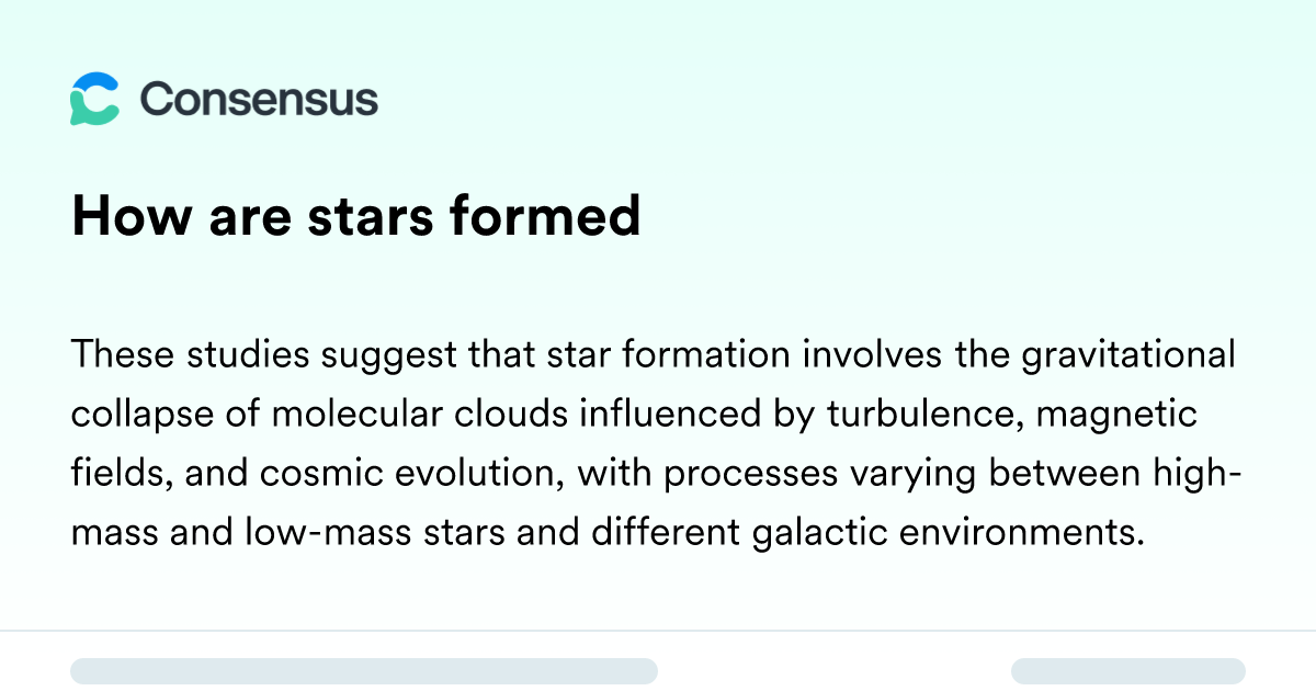 How Are Stars Formed - Consensus Academic Search Engine