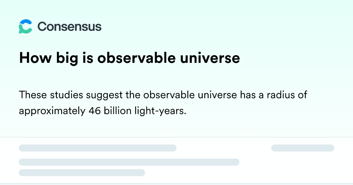 How Big Is Observable Universe - Consensus Academic Search Engine