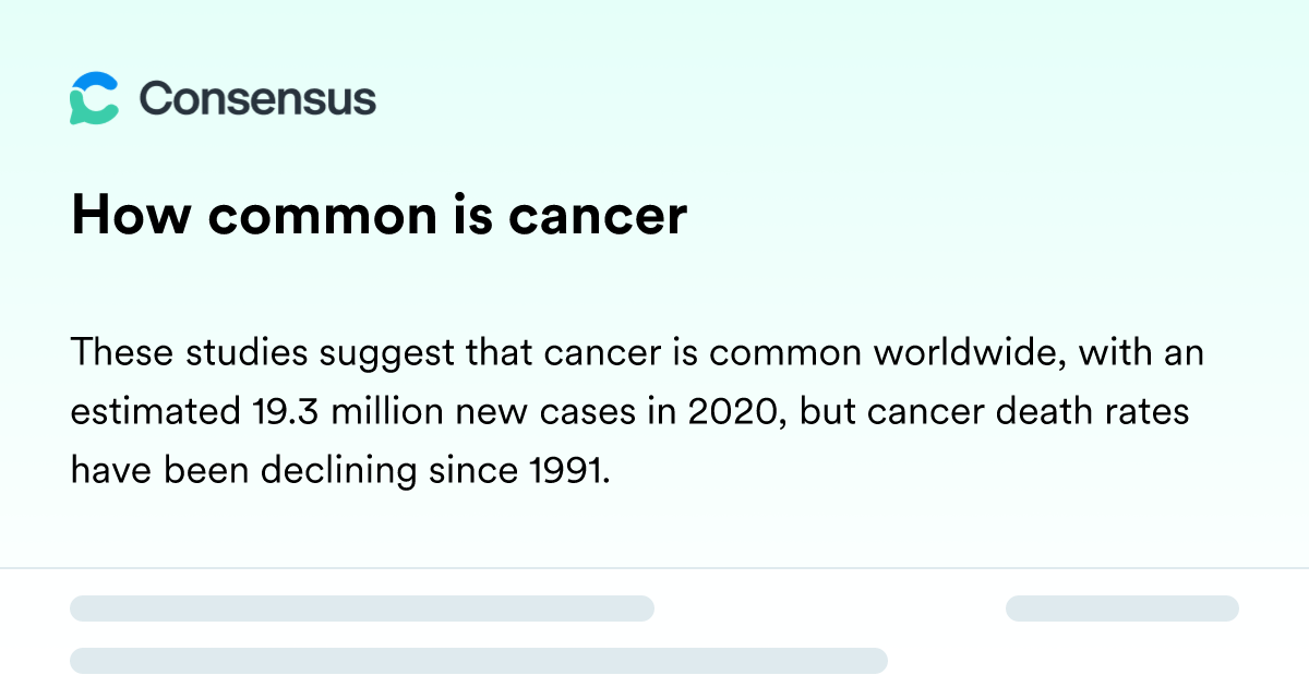 How Common Is Cancer - Consensus Academic Search Engine